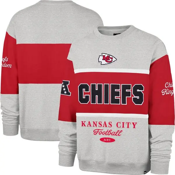 '47 Heather Gray Kansas City Chiefs Blockfield Maximalist Sweatshirt - Red