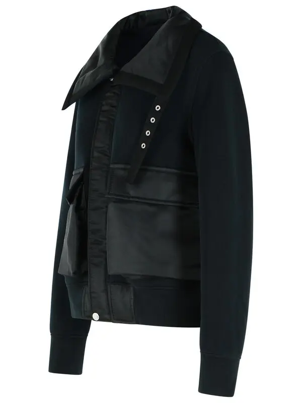 Sacai Long-sleeve Casual Jacket With Mixed Media And High Collar