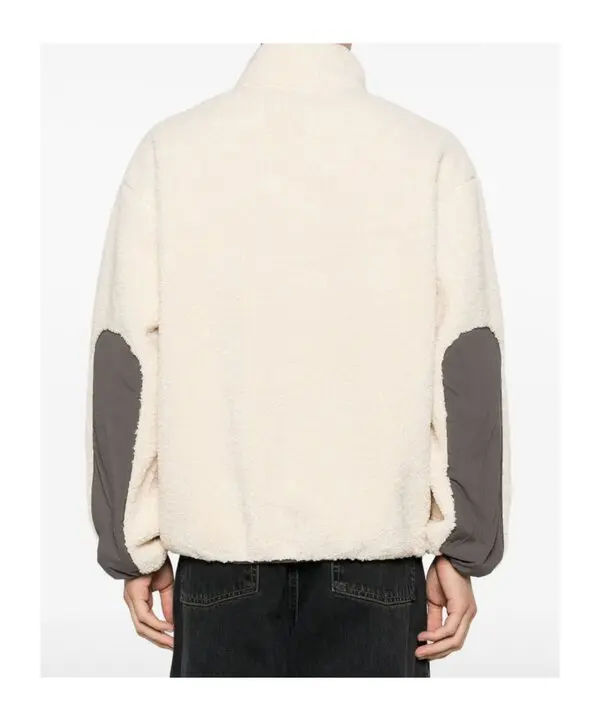Maison Kitsuné Long Sleeve Sherpa Jacket With Contrast Pocket