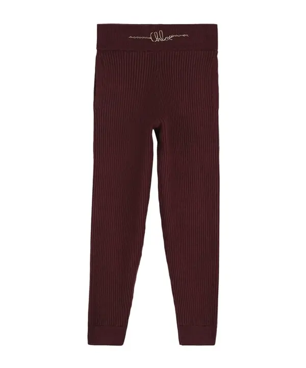 Chloé Ribbed-knit Chain-detail Cotton Trousers