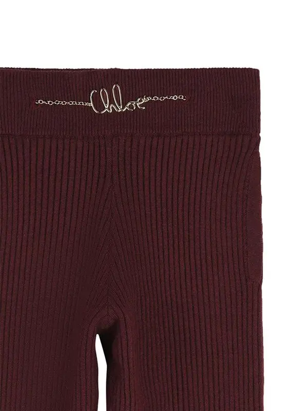 Chloé Ribbed-knit Chain-detail Cotton Trousers