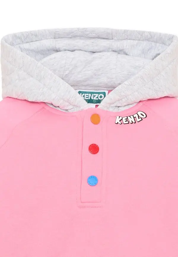 Kenzo Graphic Print Button-up Hoodie - Pink