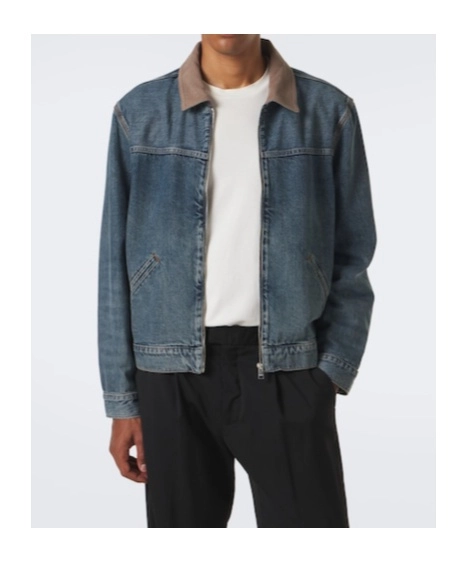 FRAME Zip-up Denim Jacket With Corduroy Collar