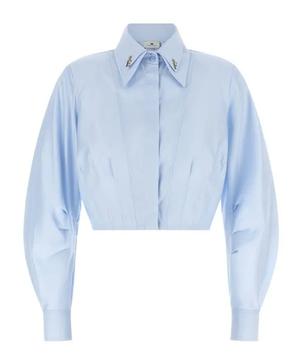 Elisabetta Franchi Cropped Shirt - Light Blue