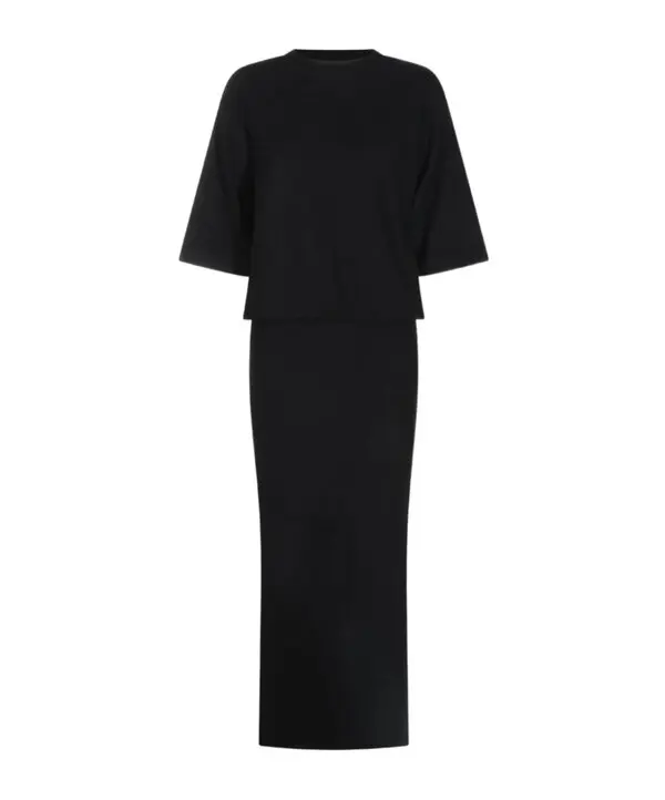 THOM KROM Layered-effect Short-sleeve Maxi Dress