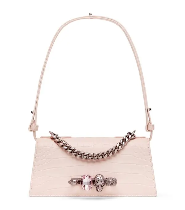 Alexander McQueen Mini Leather Jewelled Shoulder Bag - Pink