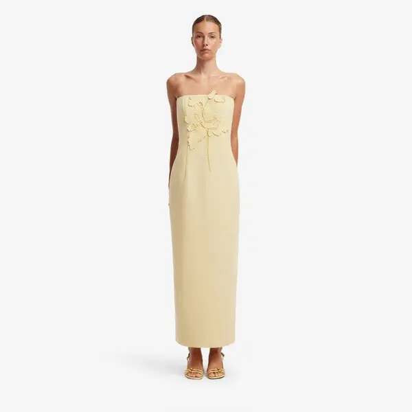 LEO LIN Rayna Appliqué Tweed Maxi Dress
