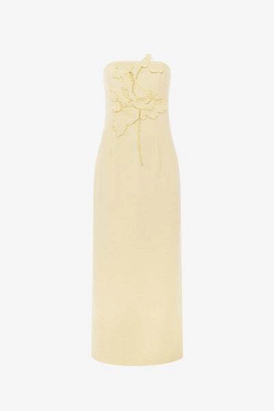 LEO LIN Rayna Appliqué Tweed Maxi Dress