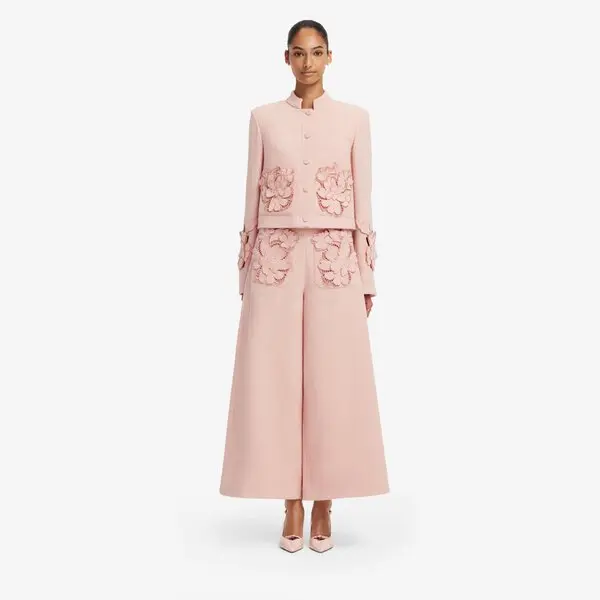 LEO LIN Christine Appliqué Tweed Pants