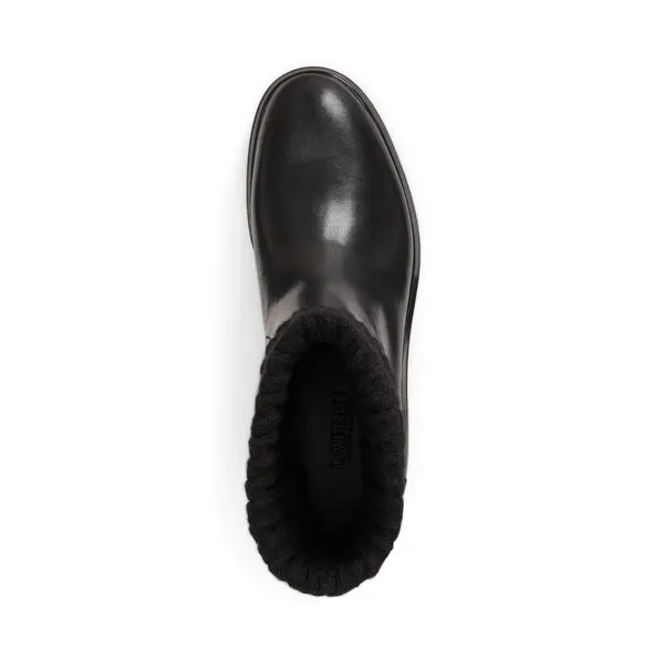 Ralph Lauren Allyson Cable-knit & Calfskin Bootie - Black