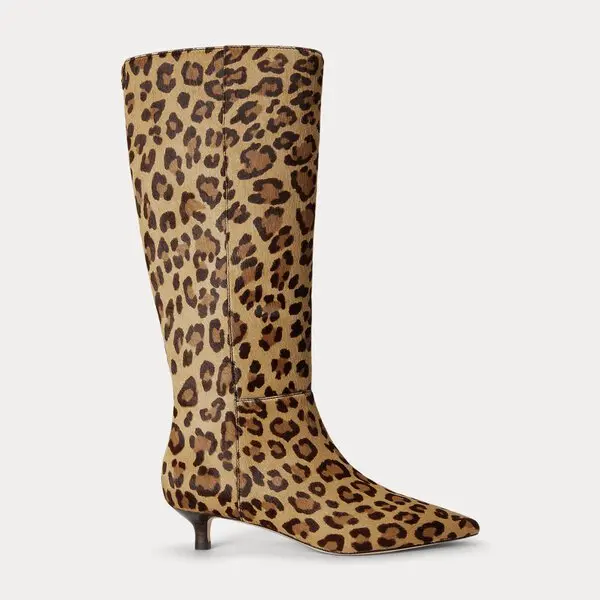 Ralph Lauren Francesca Print Haircalf Tall Boot Heel - Modern Leopard