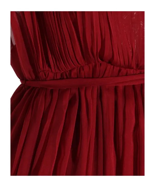 Alberta Ferretti Pleated Cape Maxi Dress