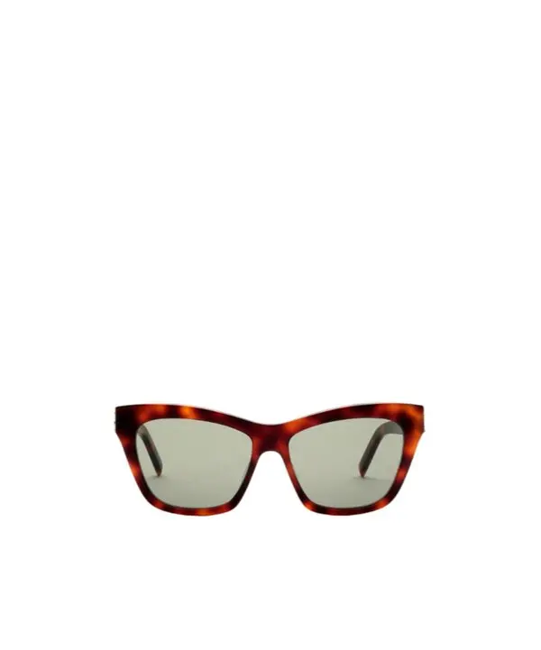 Saint Laurent Rectangular Plastic Frame Sunglasses - Brown