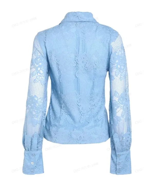 GANNI Solidcolor Lace Longsleeve Blouse