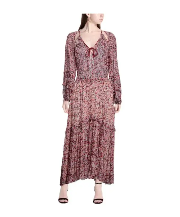 Isabel Marant Étoile Colorful Longsleeve Waistcinched Dress
