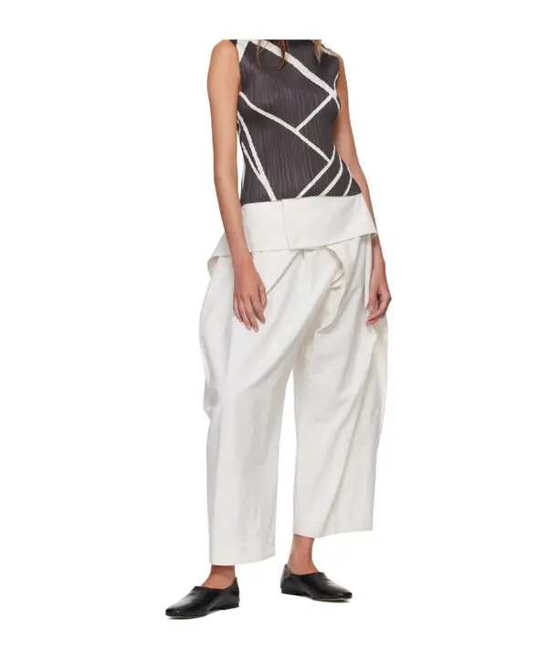 Issey Miyake Sleeveless High Neck Geometric Top - Charcoal-grey