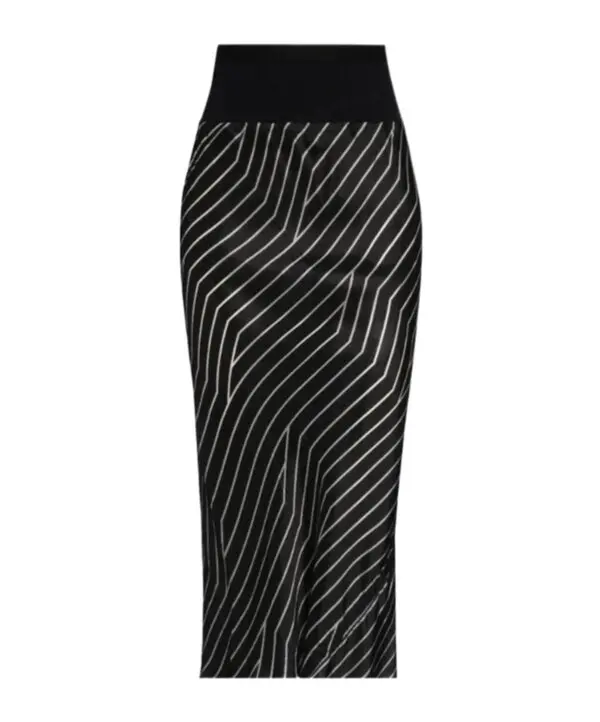 Rick Owens Twotone Striped Satin Midi Skirt