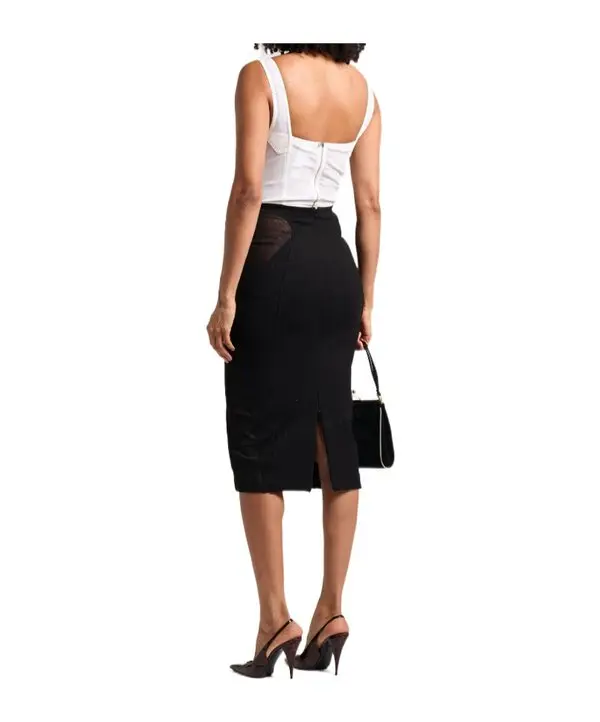 Dolce & Gabbana Solidcolor Tulle Lace Sleeveless Deepv Neck