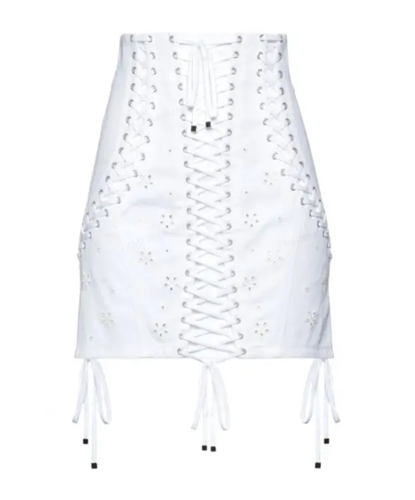 Dolce & Gabbana Lace Detail Denim Mini Skirt