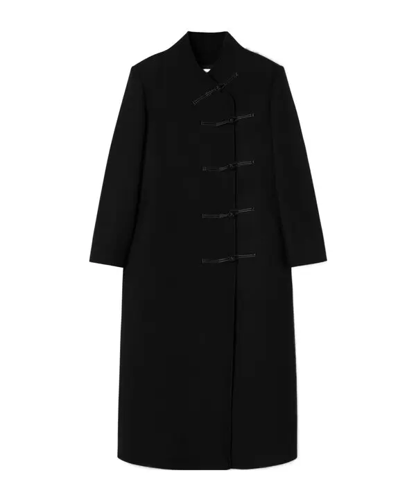 RÓHE Coat With Chinese-style Frog Closures - Black