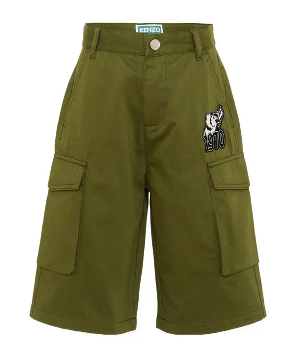 Kenzo Elephant Embroidered Cargo Shorts