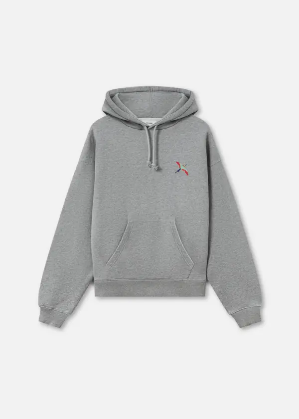 Axel Arigato Bee Bird Embroidered Cotton Hoodie - Grey Melange