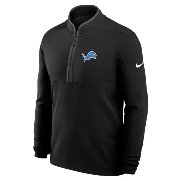 Nike Detroit Lions Primetime Victory Dri-fit Nfl 1/2-zip Long-sleeve Top - Black