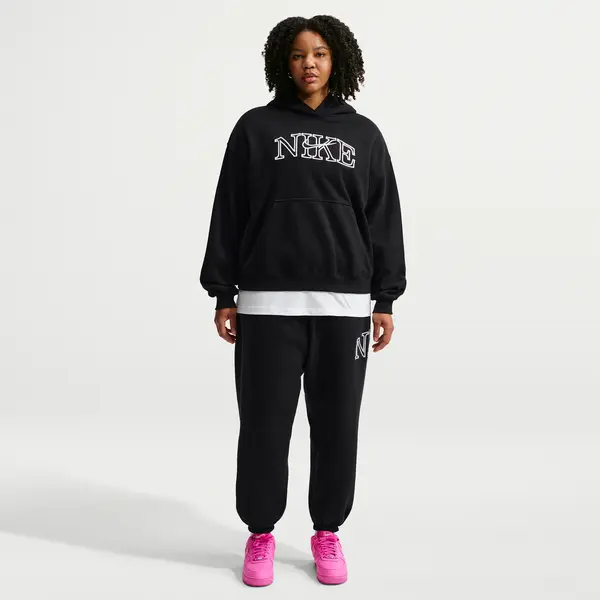 Nike Studio Fleece Medium Weight Oversized Pullover Logo Hoodie