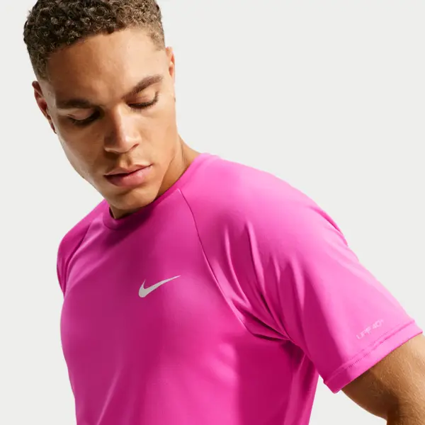 Nike Swim Hydroguard Essential Dri-fit Uv Short Sleeve Top - Pink