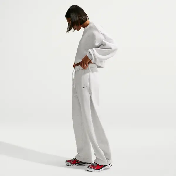Nike Studio Fleece Medium Weight Loose Pleated Snap Pants - Brown