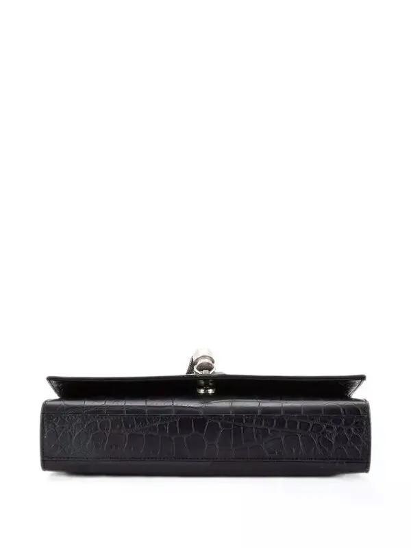 Saint Laurent Classic Monogram Tassel Crocodile Embossed Leather Medium Crossbody Bag
