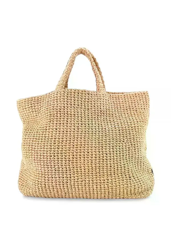 Prada Logo Raffia Large Tote Bag