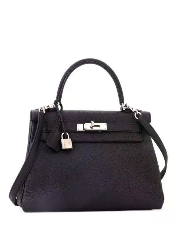 Hermès Kelly Handbag Noir Togo With Palladium Hardware 28 Crossbody Bag - Black