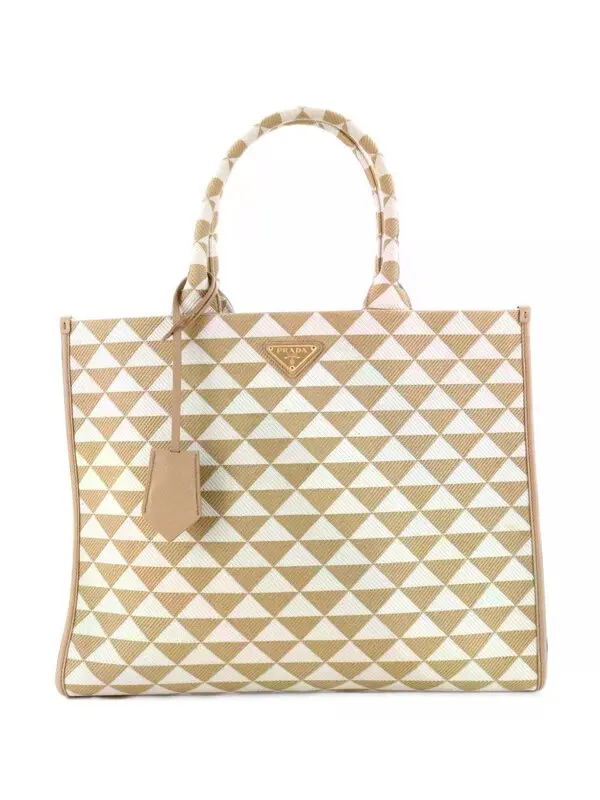 Prada Symbole Shopper Jacquard Large Tote Bag