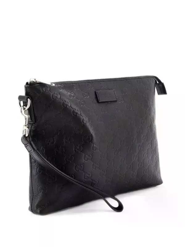 Gucci Signature Soft Wristlet Guccissima Leather Clutch Bag