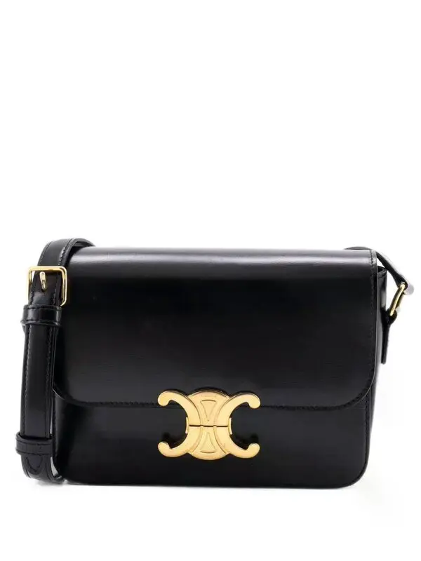 Celine Triomphe Shoulder Bag Smooth Calfskin Teen Crossbody Bag - Black