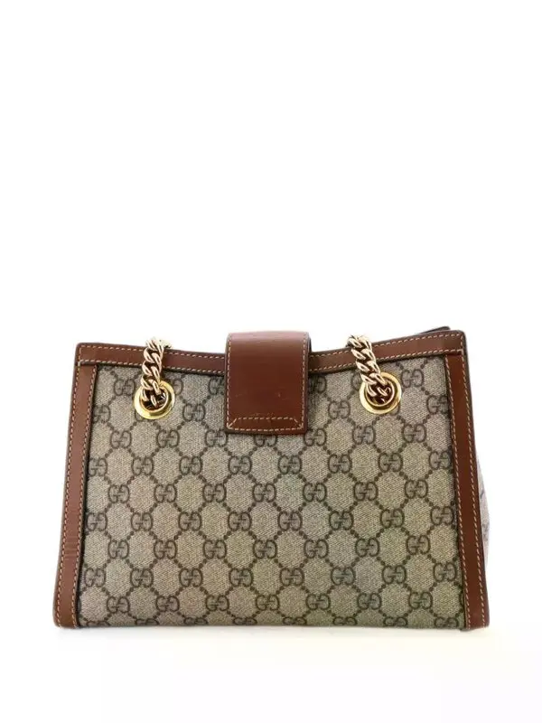 Gucci Padlock Chain Tote Gg Coated Canvas With Leather Small Shoulder Bag