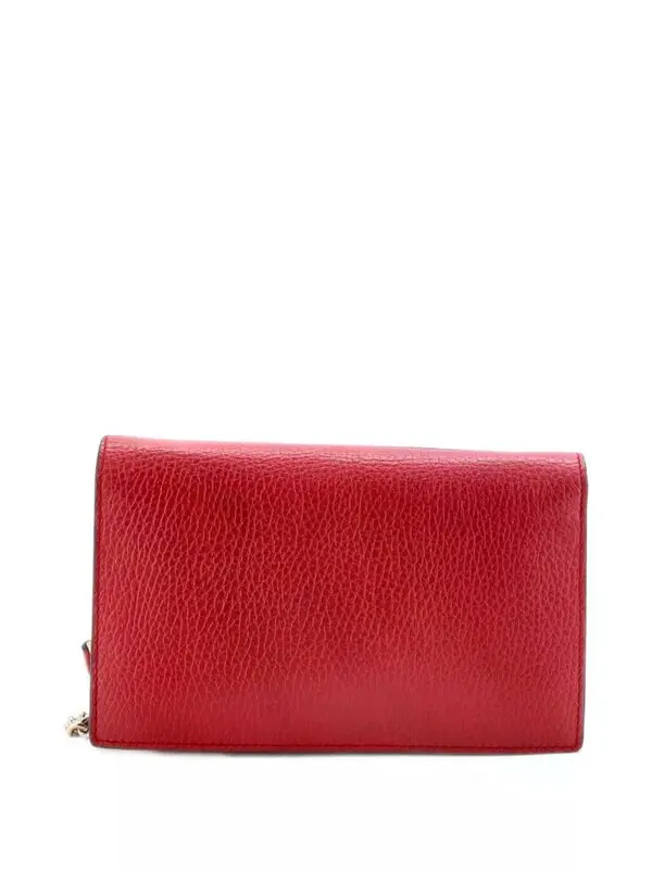Gucci Interlocking Wallet On Chain Leather Crossbody Bag - Red