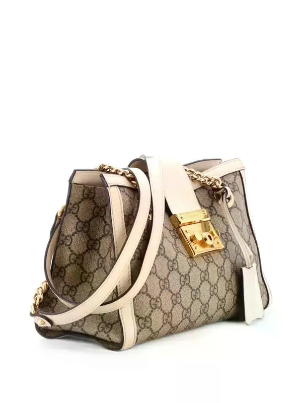 Gucci Padlock Chain Tote Gg Coated Canvas With Leather Small Shoulder Bag