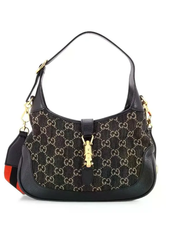 Gucci Jackie 1961 Gg Denim Small Hobo Bag - Black