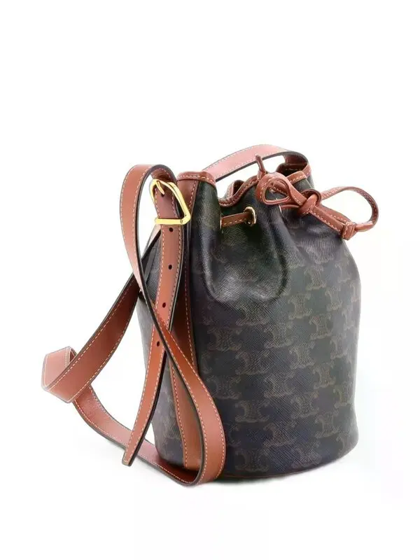 Celine Drawstring Triomphe Coated Canvas Small Bucket Bag