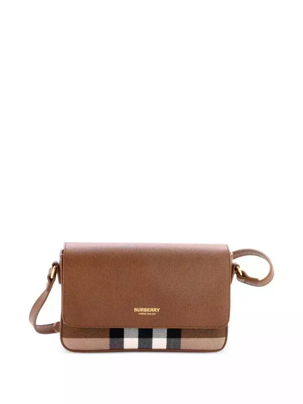 Burberry House Check Canvas And Leather Small Shoulder Bag - Brown