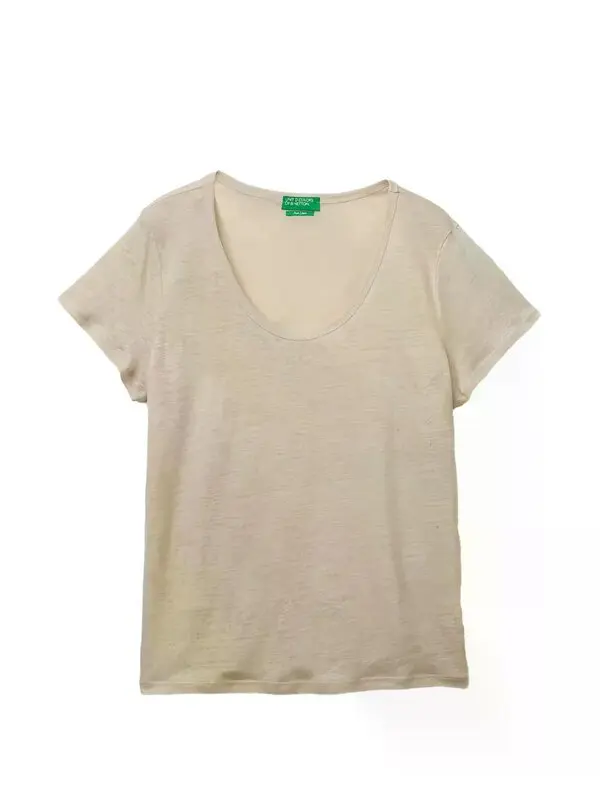 BENETTON Beige Marl Effect Scoop Neck T-shirt