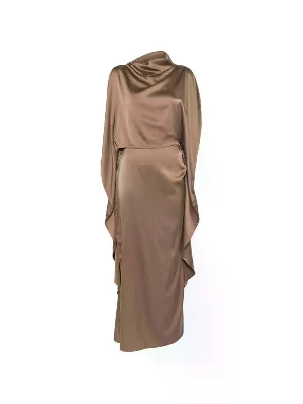 RUOHAN Ikra Draped Midi Dress - Brown