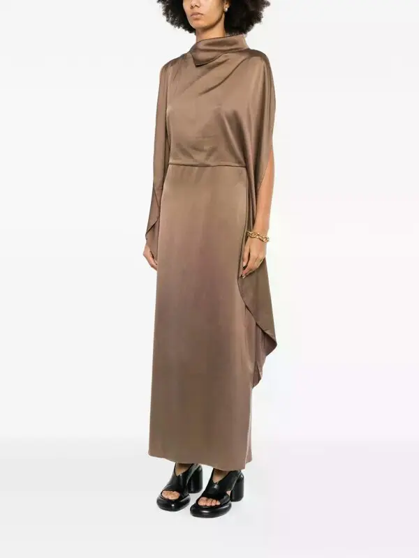 RUOHAN Ikra Draped Midi Dress - Brown
