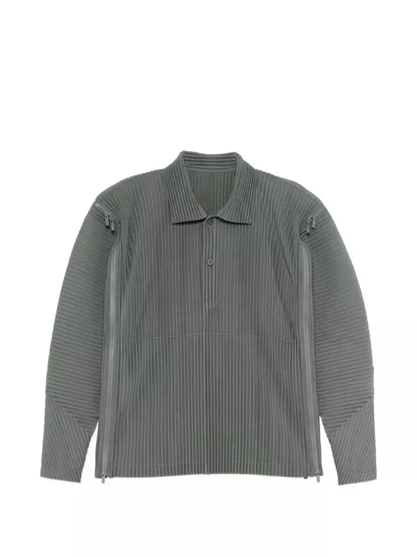 Issey Miyake Plissé-effect Zip-detail Polo Shirt - Blue