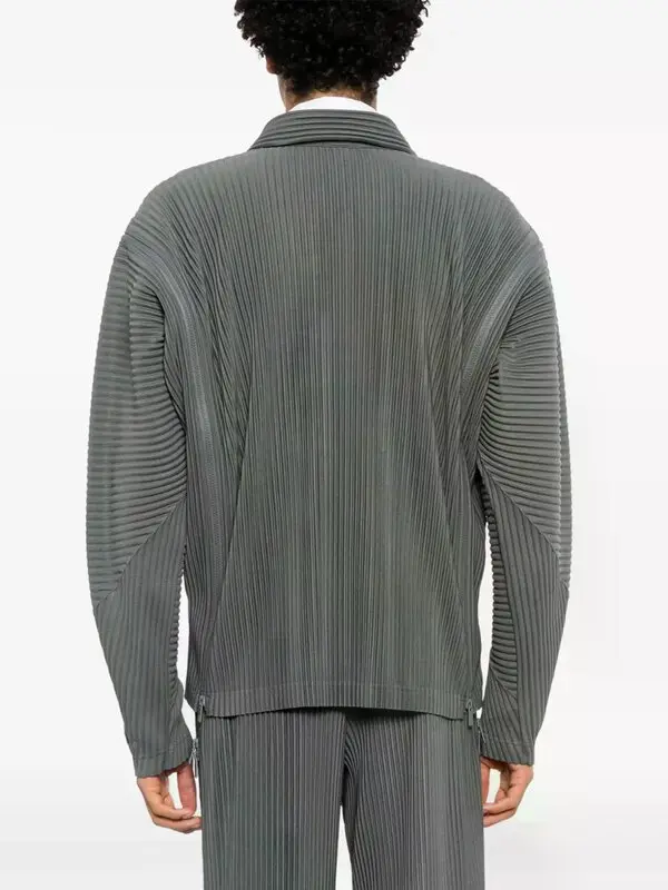 Issey Miyake Plissé-effect Zip-detail Polo Shirt - Blue