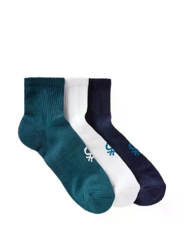 BENETTON Ribbed-knit Logo-embroidered Socks