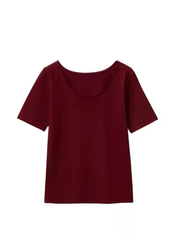 BENETTON Scoop Neck Short Sleeve T-shirt - Red