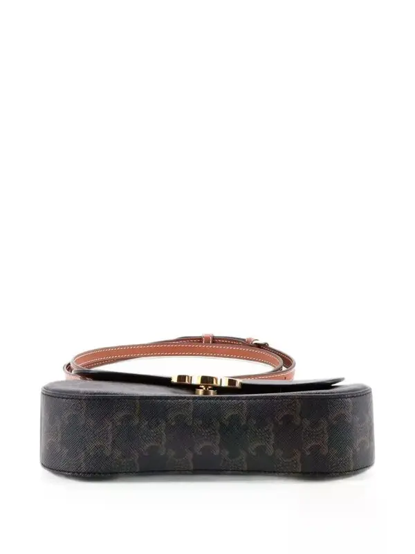 Celine Lola Triomphe Satchel In Coated Canvas - Brown